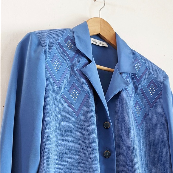 Vintage | Tops | Vintage Blue Diamond Fancy Front Panel Top | Poshmark